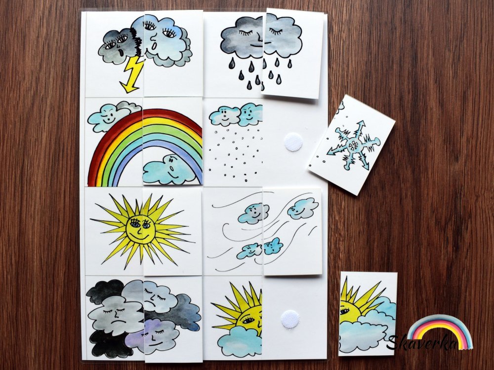 Spoj poloviny obrázků – Počasí :: SKAVERKA